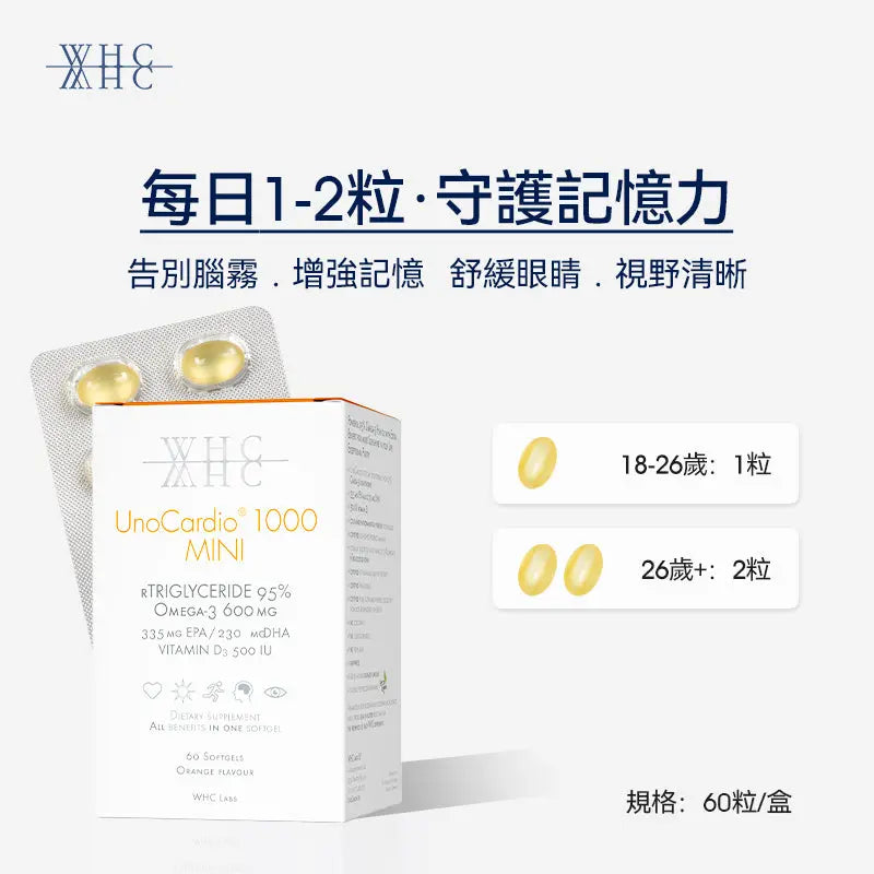 UnoCardio®1000MINI Little Golden Egg 95% High Purity Deep Sea Fish Oil ...